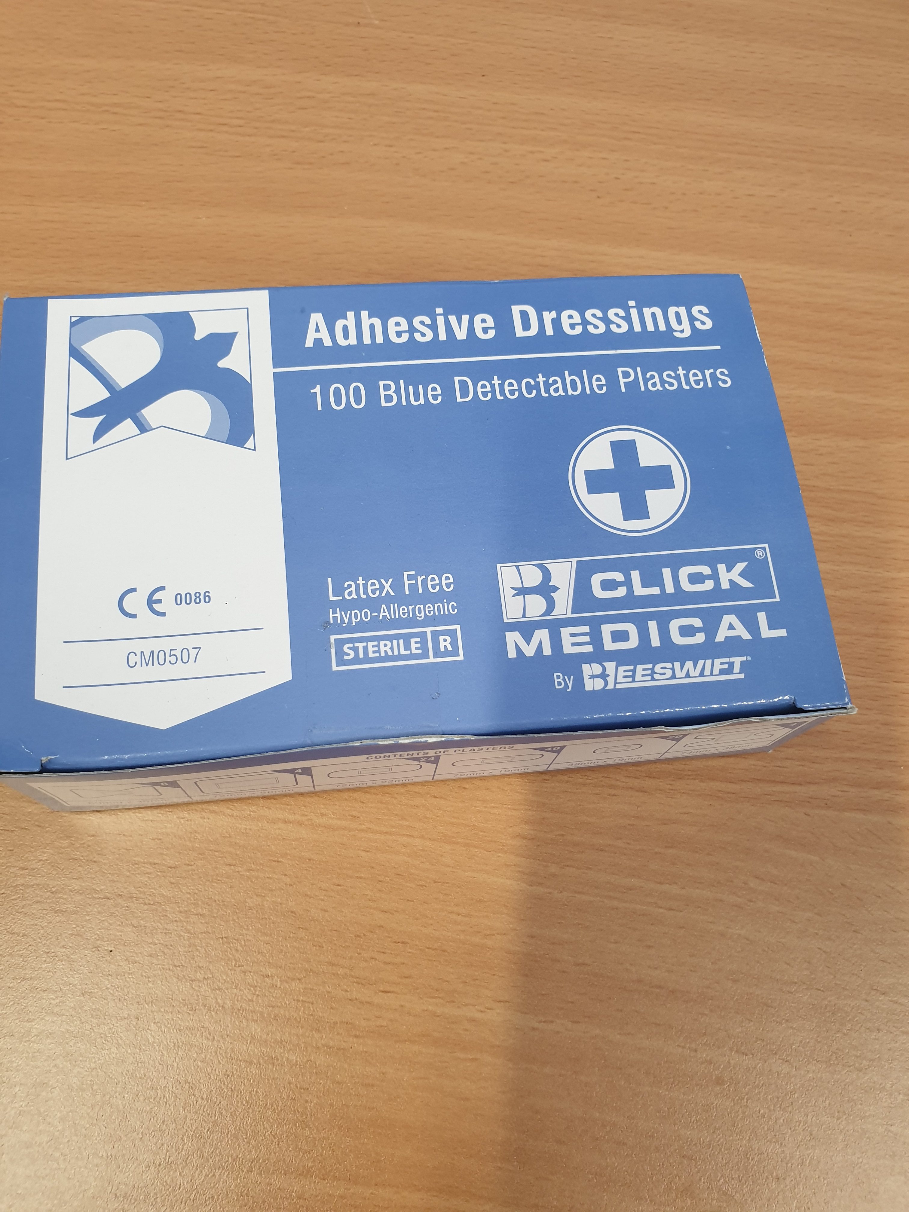 Assorted Blue Metal Detectable Plasters – 100 per Box – Longs Packaging